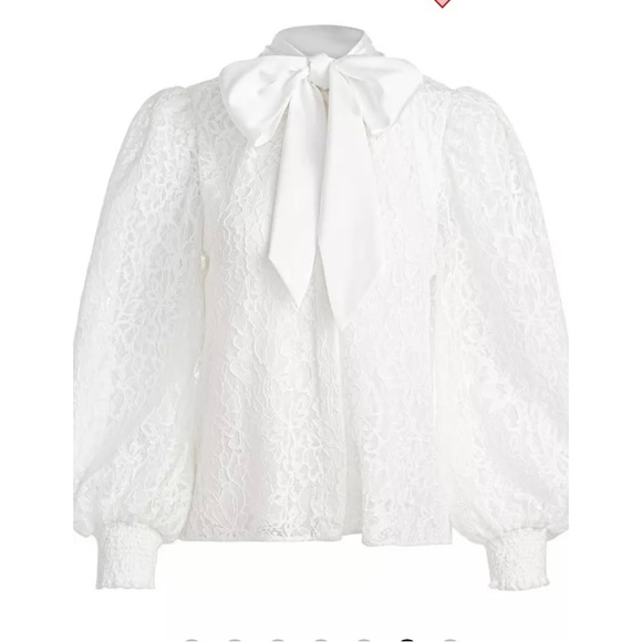 Alice + Olivia | Tops | Alice Oliviabrentley Tie Neck Blouson Sleeve ...